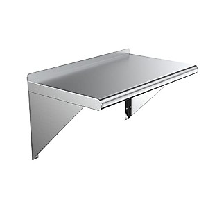Express KitchQuip NSF Certified 18 Gauge Heavy Duty Stainless Steel Wall Shelf with Brackets for Kitchens, Utility Rooms, Storage, Offices & Home