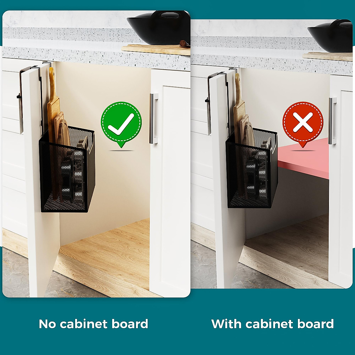 2 Pack Cabinet Door Organizer with Double Towel Bars Over The Cabinet Door Organizer Kitchen Cabinet Organizers and Storage Cutting Board Holder Suitable for Cabinet Doors Less Than 0.98 Inch Thick