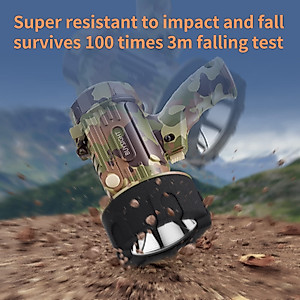 BUYSIGHT Rechargeable Spotlight Flashlight,1000,000 lumens Hand held Spotlight Waterproof Flashlight Hunting Lamp with red Filter (Camouflage Grey)