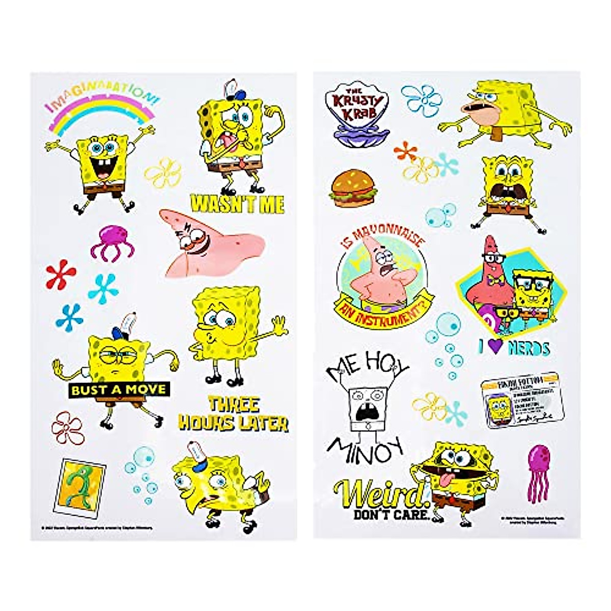 Silver Buffalo SpongeBob SquarePants Happy Laugh Flowers 32-Ounce Twist Spout Water Bottle And Sticker Set | BPA-Free Plastic Sports Jug