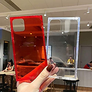 Tzomsze iPhone 11 Square Case Transparent, iPhone 11 Clear Case Reinforced Corners TPU Cushion，Crystal Clear Slim Cover Shock Absorption TPU Silicone Shell for iPhone 11 6.1 inch (2019)-Pink