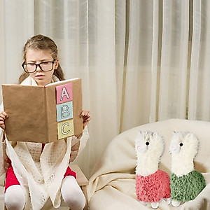 Chalyna 2 Pieces Llama Stuffed Animal 10 Inches Cute Llama Alpaca Plush Toy Gifts for Girls Boys Birthday Home Wedding Christmas Party Decorations(Green, Pink)