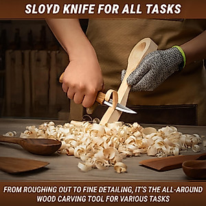 BeaverCraft S14 Wood Carving Tools Kit Wood Carving Set Wood Carving Hook Knife Set Spoon Carving Tools Spoon Knife Set Bowl Kuksa Scoop Cup Carving Tools Wood Gouges Spoon Carving Kit