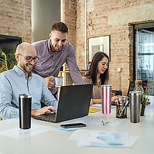 FristChoice 20 oz Skinny Tumbler with Lid and Straw,Stainless Steel Vacuum Insulated Tumbler Cup Double Wall Leak-proof Coffee Mug,Travel Thermal Water Tumbler for Home,Office,Outdoor(Black,1)