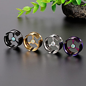 COOEAR 1 Pair Upgrade Ear Tunnels Flesh Plugs Piercing Earrings Stainless Steel Ear Gauges 0g to 1 inch.