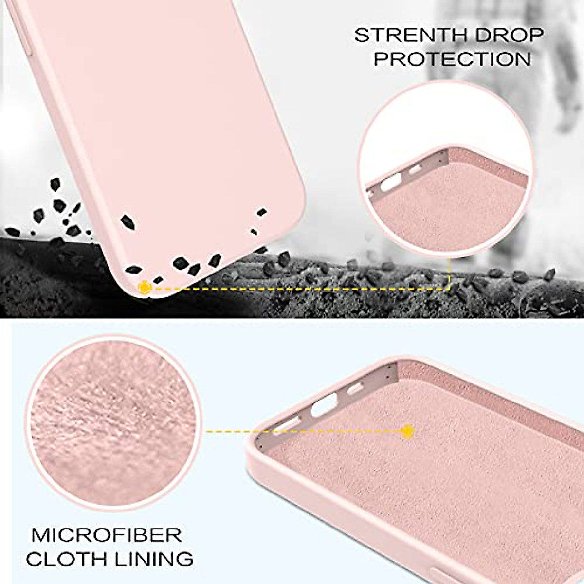 VENINGO iPhone 13 Case,Phone Case for iPhone 13,Slim Fit Liquid Silicone Soft Gel Rubber Lightweight Microfiber Lining Shockproof Anti-Scratch Protective Phone Cover for iPhone 13 6.1'' 2021,Pink Sand