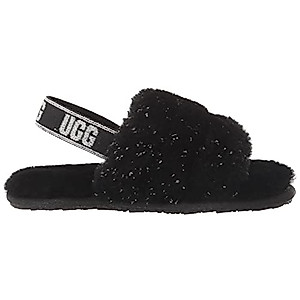 UGG Girls T Fluff Yeah Metallic Sparkle Slipper, Black, 10 Toddler
