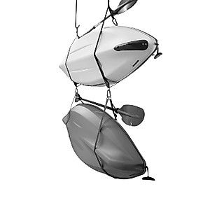 Pelican Double Kayak Storage Strap System - for Indoor and Outdoor Kayak and SUP Paddle Board Hangers - Comes with Paddle Clips - Black/Turquoise