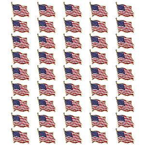50 PCS American Flag Lapel Pin Waving for Veterans Independence Memorial Day Decorations Gifts USA Flag Pins 4th of July Accessaries