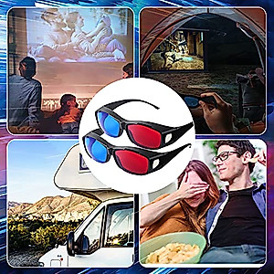 2 Pieces 3D Movie Game Glasses 3D Red Blue Glasses 3D Style Glasses for 3D Movies Games, 3D Viewing Glasses, Light Simple Design (Black)