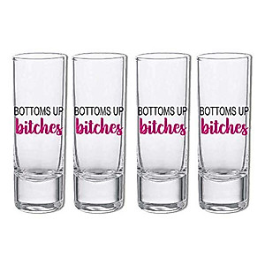 Myxx Bottoms Up Bitches Shot Glasses, 2 Oz, Clear