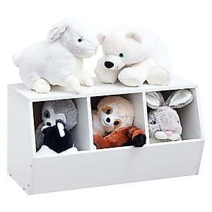 ALIMORDEN Stackable 3 Bin Cubby Unit Storage Cubby Toy Storage Cubby Multi-Bin Toy Organizing Cubby, Suitable for Children's Room, Playroom, Hallway, Laundry Room, White