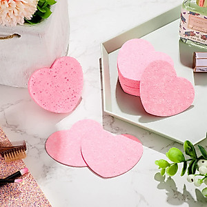 100 Pieces Heart Shape Facial Sponges Compressed Natural Cellulose Sponge Reusable Cosmetic Makeup Remover Sponge Face Cleansing Natural Sponge for Face Cleansing Exfoliating (Pink)
