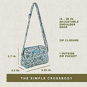 Bella Taylor Country Floral Feedsack Collection, Quilted Cotton Simple Crossbody Handbag for Women, Delicate Floral Blue