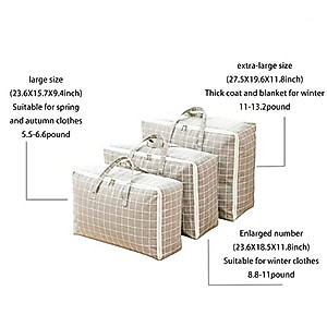 Liampo Large Capacity Clothes Organization and Storage Bins with Handles Bedding Storageused for Quilt Cover Quilt Luggage Packing 3 Pieces