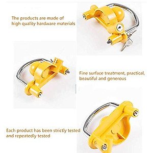 DEF Coupler Lock Hitch Trailer Lock with 2 Keys Heavy-Duty Steel Fits 1-7/8" 2" and 2-5/16" Replaces#72783 Yellow and Chrome