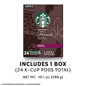 Starbucks Dark Roast K-Cup Coffee Pods — French Roast for Keurig Brewers — 1 box (24 pods)