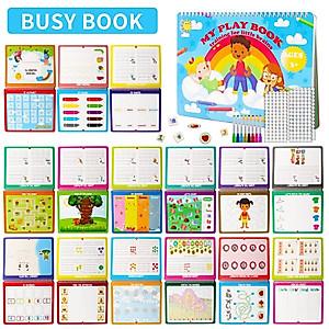 Helio Tots Play Book - Activity Book for Kids Ages 3-5 – Preschool Sensory Toy - 18 Different Activities and 11 Tracing Pages - Fine Motor Skills Toy for 3 Year Old Boy and Girl – Toddler Busy Toy