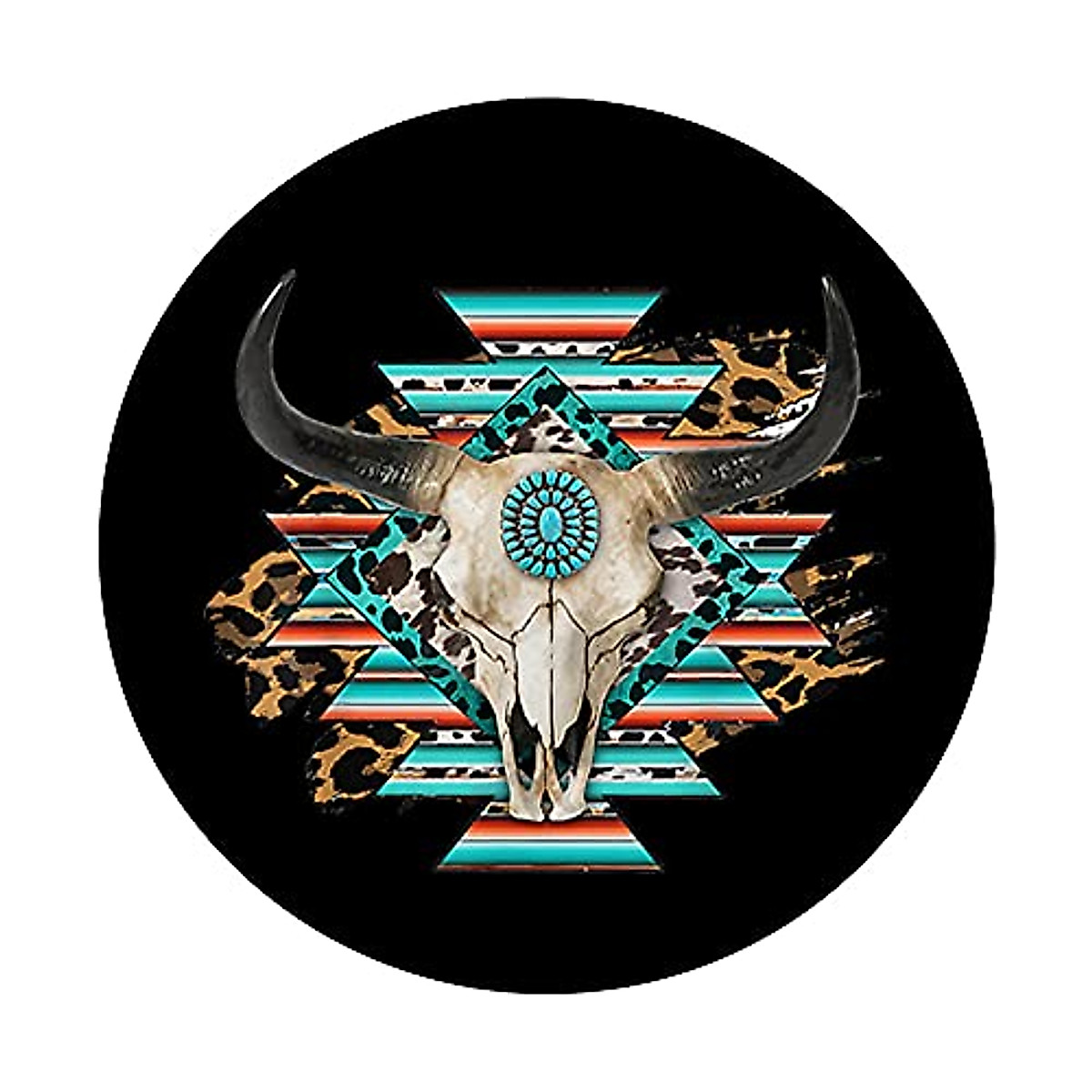 Western Serape Aztec Cow Skull Bull Skull Cowgirl Rodeo Girl PopSockets Swappable PopGrip