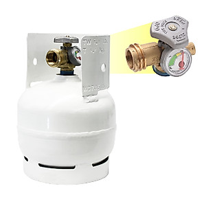 Flame King YSN03 3lb Steel Propane Tank Cylinder with Gauge and OPD Valves for Grills and BBQs, Camping, Fishing, & Outdoor Activities, White