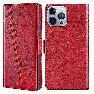 Fansipro Wallet Folio Case for Oppo Reno 2, Premium PU Leather Slim Fit Cover for Reno 2, 3 Card Slots, 1 Transparent Photo Frame Slot, Anti-Dirt, Red