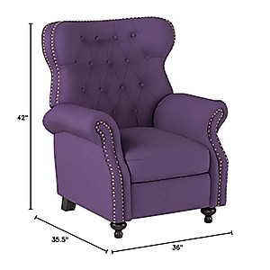 GDFStudio Waldo Tufted Wingback Recliner Chair(Plum)