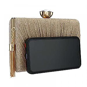 Rkrouco Women's Evening Bag Sparkle Sequin Evening Handbag,Lady Party Wedding Clutch Purse for Wedding Parties.(Gold)