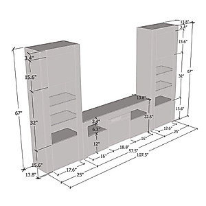 Milano Set 145EF-BK-BK Electric Fireplace Modern Wall Unit Entertainment Center