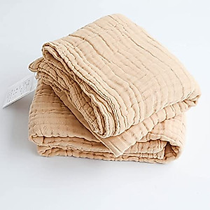Muslin Bath Towels, Super Soft 100% Cotton Receiving Blanket for Baby's Delicate Skin,2Pack 41.3 X41.3 Inches Swaddle Blanket,Lightweight Soft Breathable Throw Blanket Gauze Blanket, Light Tan11