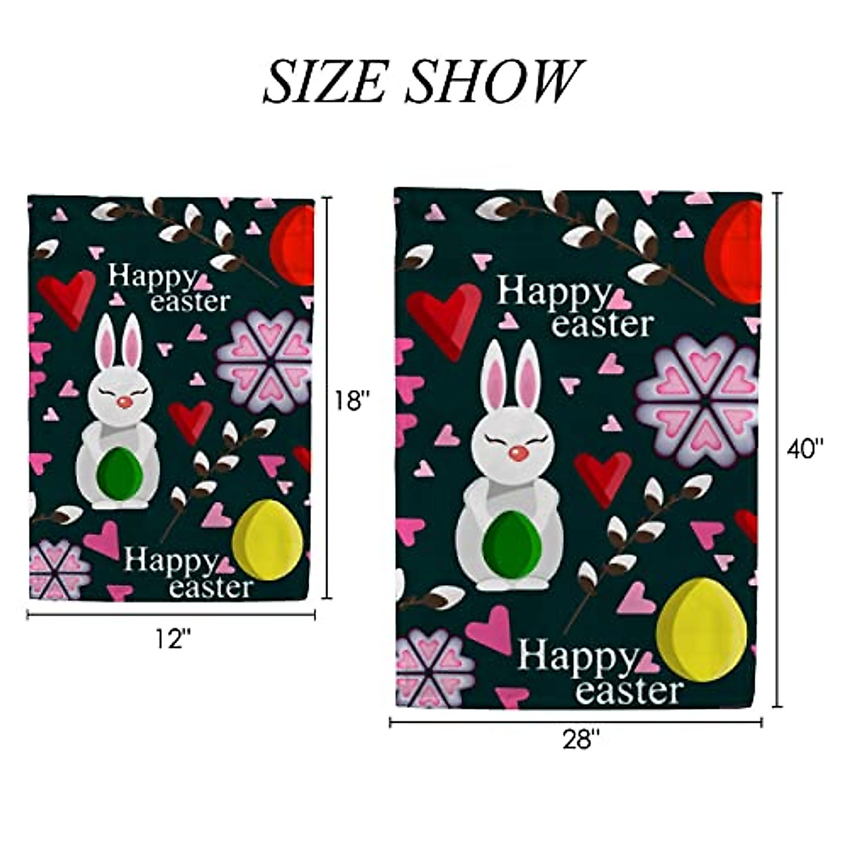 My Little Nest Seasonal Garden Flag Happy Easter Bunny Eggs Double Sided Vertical Garden Flags for Home Yard Holiday Flag Outdoor Decoration Farmhouse Banner 12"x18"