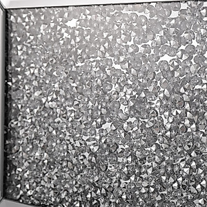 Luxury Diamond Mirrored Electric Fireplace TV Stand Freestanding Fireplace with Remote Control, Electric Fireplace with Mantel, Entertainment Center with FIreplace for Living Room, Office, Silver