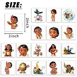 Moana Birthday Party Supplies, 34Pcs Temporary Tattoos Party Favors, Removable Skin Safe, Fake Tattoo Stickers for Goody Bag Treat Bag Stuff for Moana Birthday Party Gifts