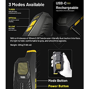 Nitecore Blowerbaby BB21 Electronic Cleaning Air Blower 2023 Version, 2.7kPa Dust Removal Wind Pressure, 80km/h Max Wind Speed, with Quick Release Brush, for Cameras Lens Cleaning and More