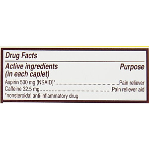 Bayer Back & Body Extra Strength Aspirin, 500mg Coated Tablets, Fast Relief at the Site of Pain, Pain Reliever with 32.5mg Caffeine, 100 Count