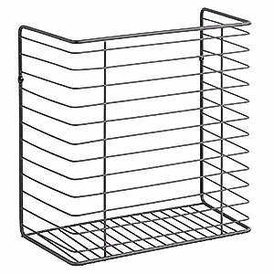 mDesign Metal Wire Wall Mounted Shelf for Kitchen Pantry - Mountable Hanging Organization Vegetable Baskets for Kitchen Wall - Hold Produce, Towels, Bread, Mail, Concerto Collection - Dark Gray