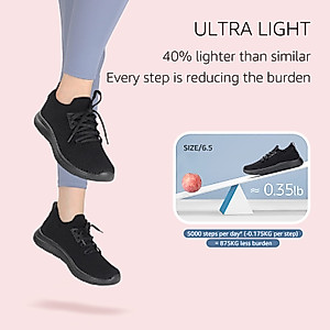 STQ Tennis Shoes Womens Slip on Walking Sneakers with Arch Support for Workout Gym Athletic, All Black US 8