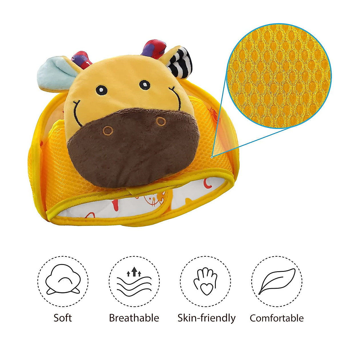 Entyle Baby Safety Helmet, Infant Toddler Adjustable Protective Hat, Head Protector for Crawling walking, Soft Headguard Infant Head Cushion for Learning to Climb and Walk (Yellow Deer)