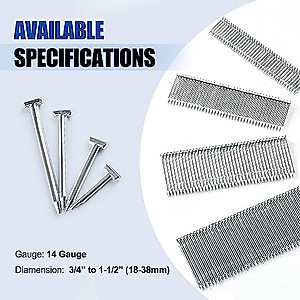 Woodpecker ST38H 14 Gauge Concrete Nailer with 400 PCS Concrete T Nails, 3/4" to 1-1/2" T Nail Gun for Concrete Nailing, Baseboard, Pallets