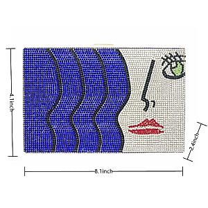 WIGUYUN Womens Full Rhinesrone Clutch Handbag Sparkling Evening Bag Glitter Wedding Bridal Purse,Blue