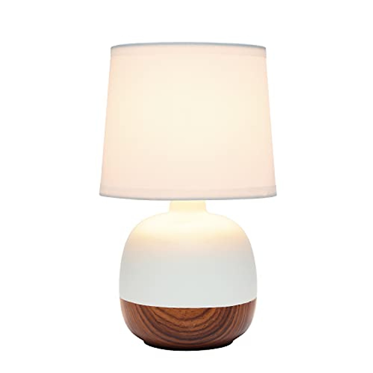 Simple Designs LT2078-DWW Petite Mid Century Table Lamp, Dark Wood and White