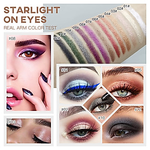 LOKFAR Eye-Shadow Stick Makeup Cosmetics Eye Brightener Stick, Rotatable Cream Eye Shadow Pencil, Glitter Shimmer Eyeshadow Stick with Soft Brush for Eye Makeup (03# Rose Gold Shimmer)