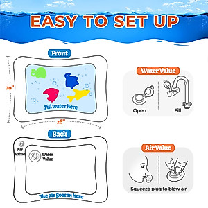 Hitituto Inflatable Tummy Time Mat Premium Baby Water Mat for Infants Toddlers is Neutral Funny Play Activity Center for Stimulation Growth Sensory Development as Baby Girl Boy Toy 3 to 24 Months