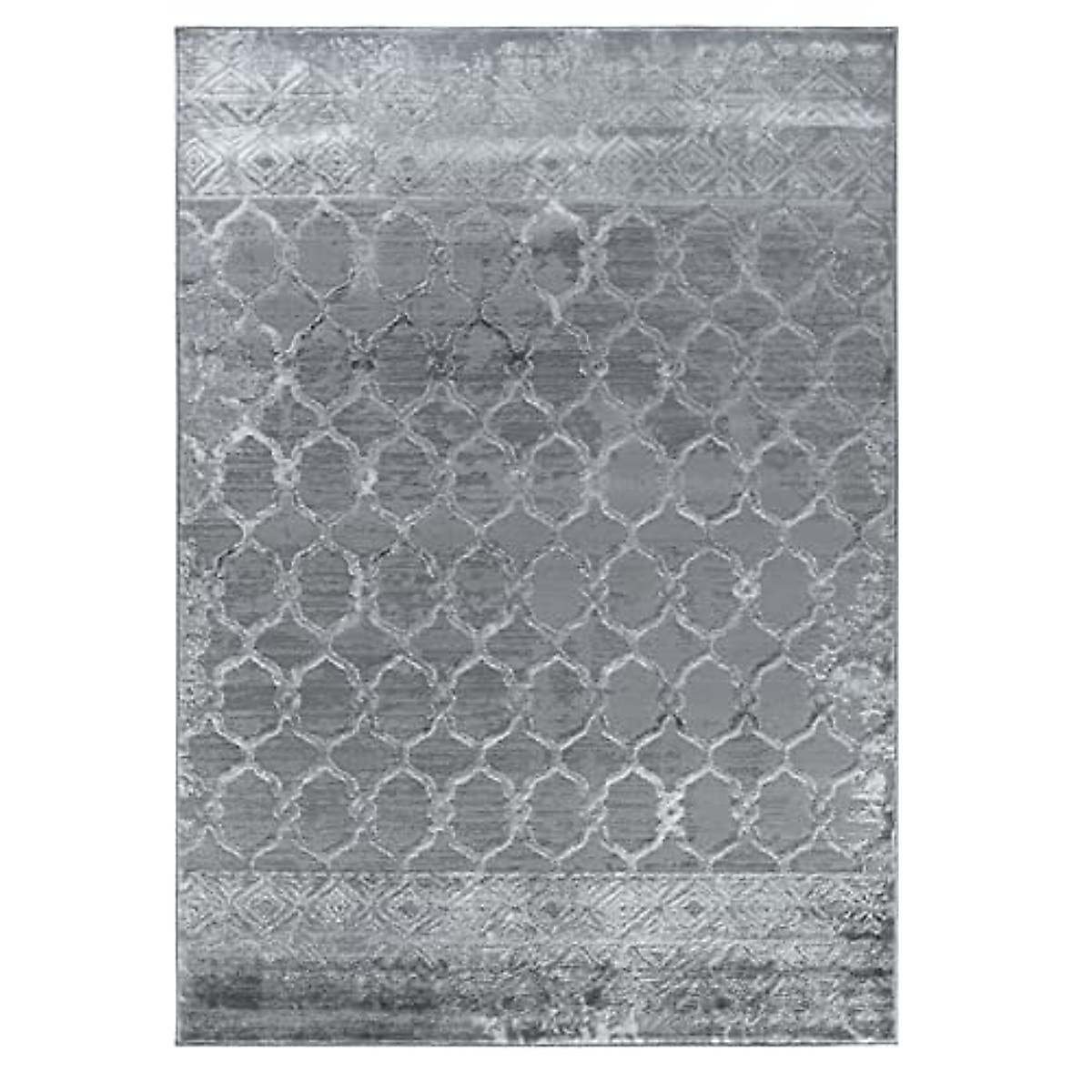 Glory Rugs Modern Abstract Trellis Area Rug 8x10 Gray Silver Large Rugs for Home Office Bedroom and Living Room