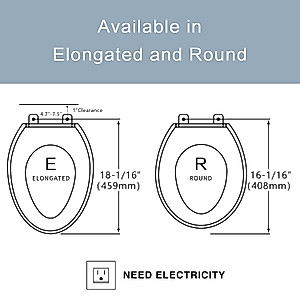 ZMJH ZMA102 Bidet Toilet Seat, Elongated Smart Unlimited Warm Water, Vortex Wash, Electronic Heated, Warm Air Dryer, Rear and Front Wash, LED Light, Need Electricity, White, (Elongated)