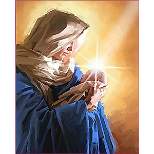 Alina Natetkova - 35" New Fabric Panel - David Textiles Digital Christmas Religious Madonna & Child - Fabric for Crafts by Alina Natetkova