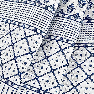 Lush Decor Monique Stripe Throw Blanket, 60" x 50", Navy