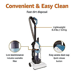 Amazon Basics Upright Bagless Lightweight Vacuum Cleaner, White