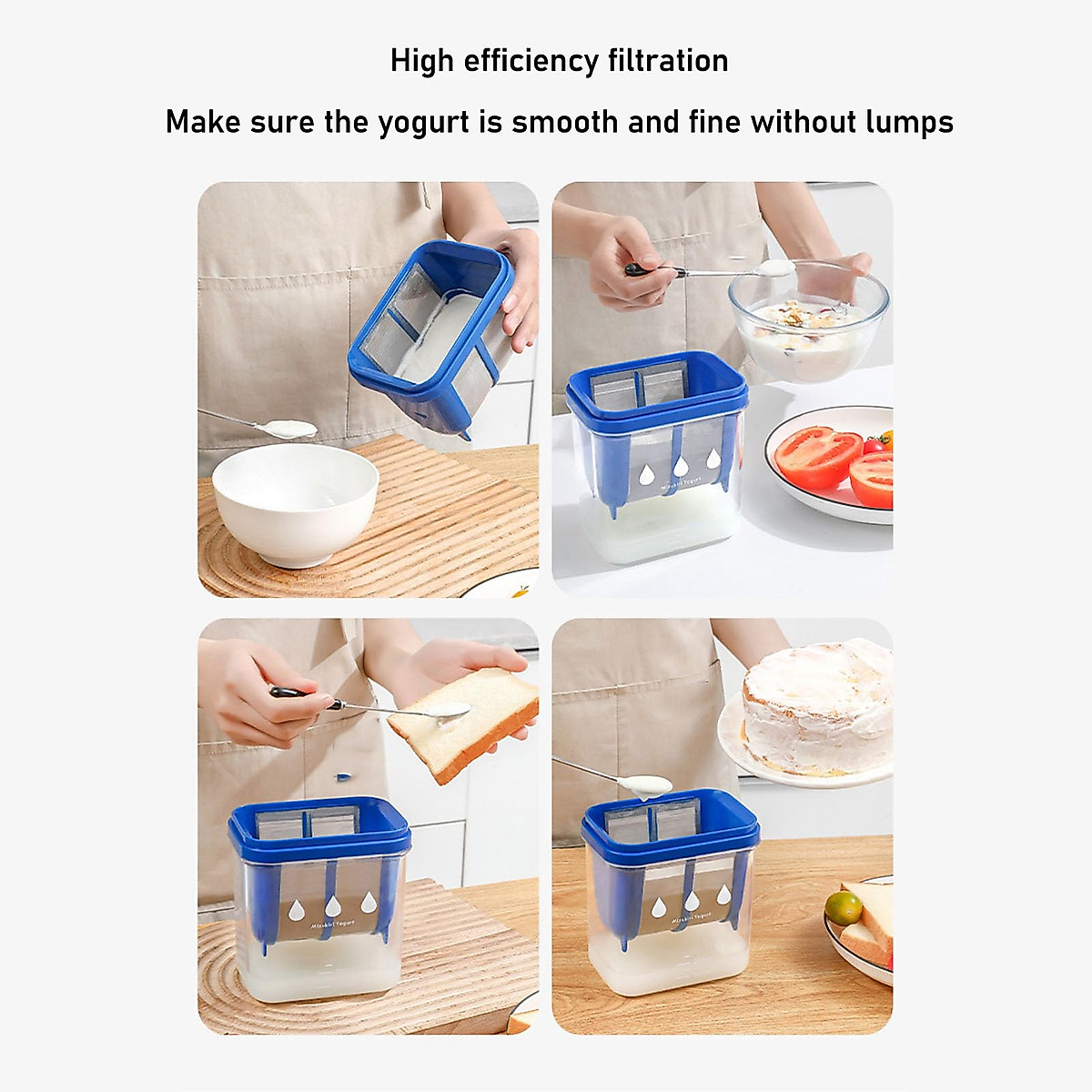 Greek Yogurt Maker, Greek Yogurt Maker Food Strainer with Extra Fine Mesh Stainless Steel Strainer, Reusable Whey Separator Yogurt Milk Filter Kitchen Tools for Home