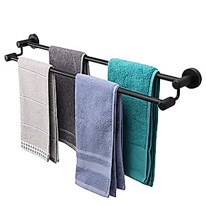 TocTen Double Bath Towel Bar - Thicken SUS304 Stainless Steel Towel Rack for Bathroom, Bathroom Accessories Double Towel Rod Heavy Duty Wall Mounted Towel Holder (Black, 30IN)