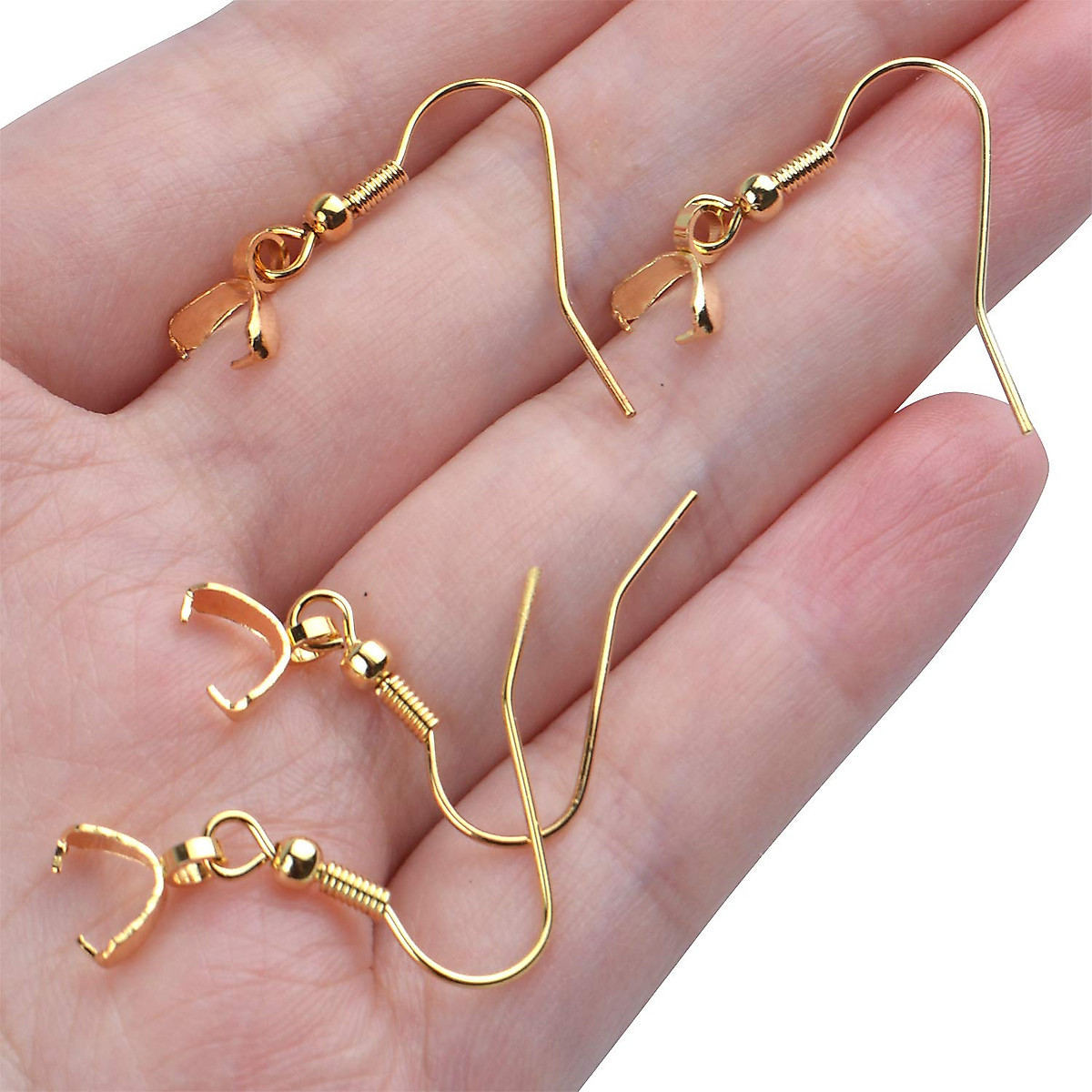 50pcs Stainless Steel Earring Hooks Hypoallergenic French Wire Earring Ball Hooks with Pendant Clasp for Crafts DIY Jewelry Making